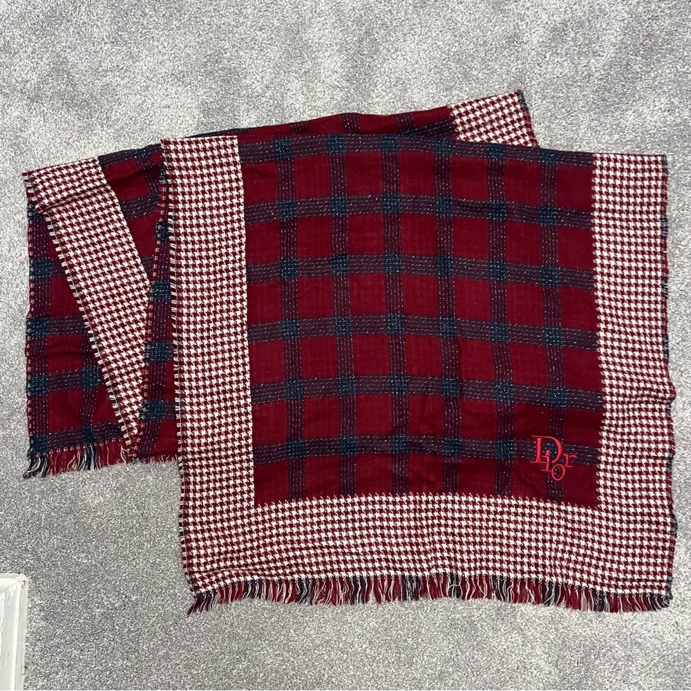 Christian Dior Vintage Soft Multicolor Plaid Red Whit… - Gem